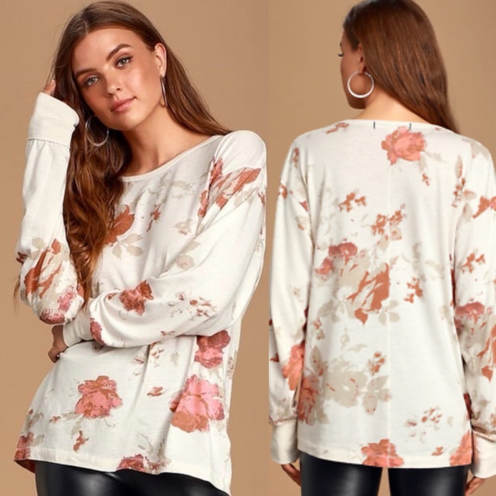 Free People Arielle Top Ivory Floral - Gem